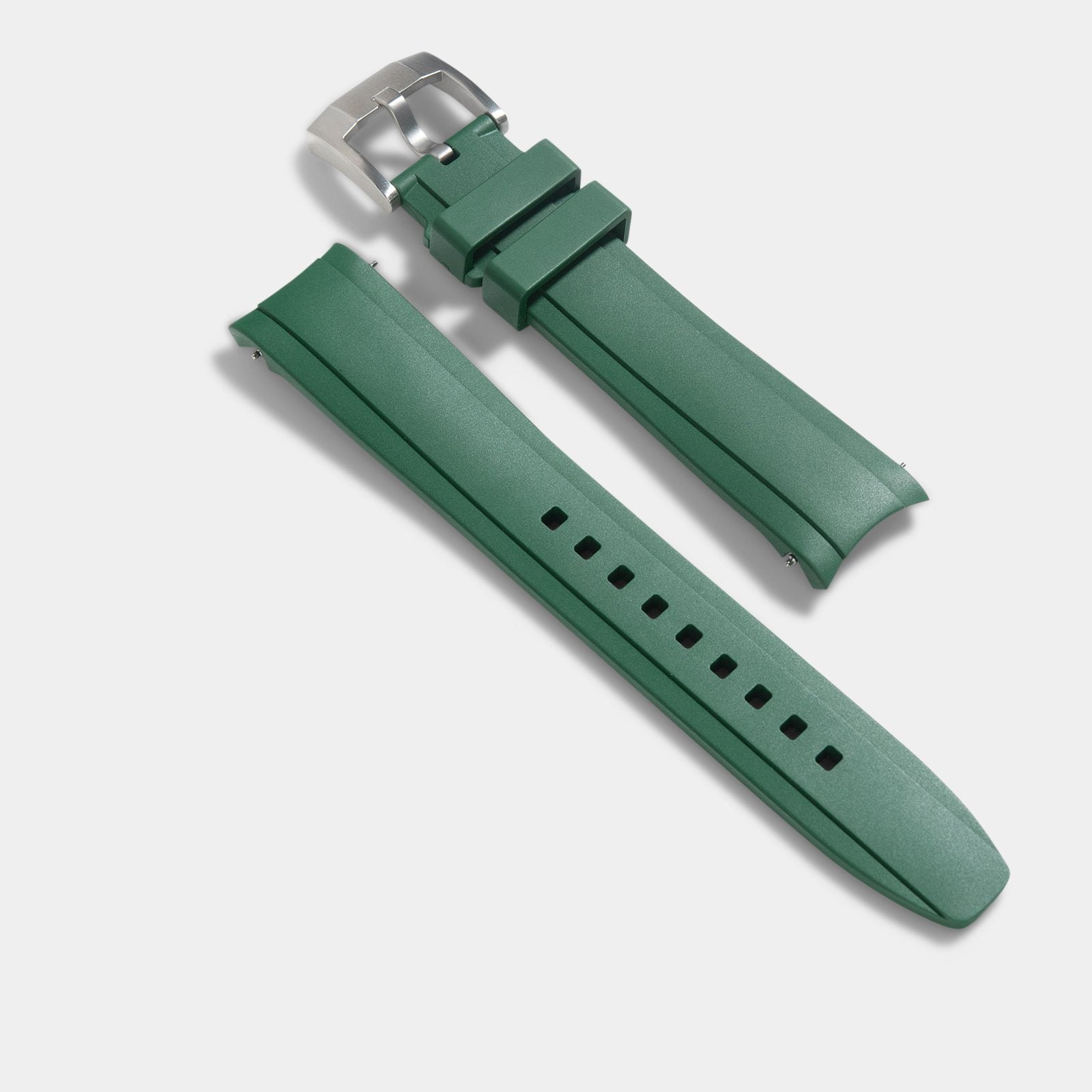 Everest Curved End Green Rubber Strap With Tang Buckle - ONLY For Mode