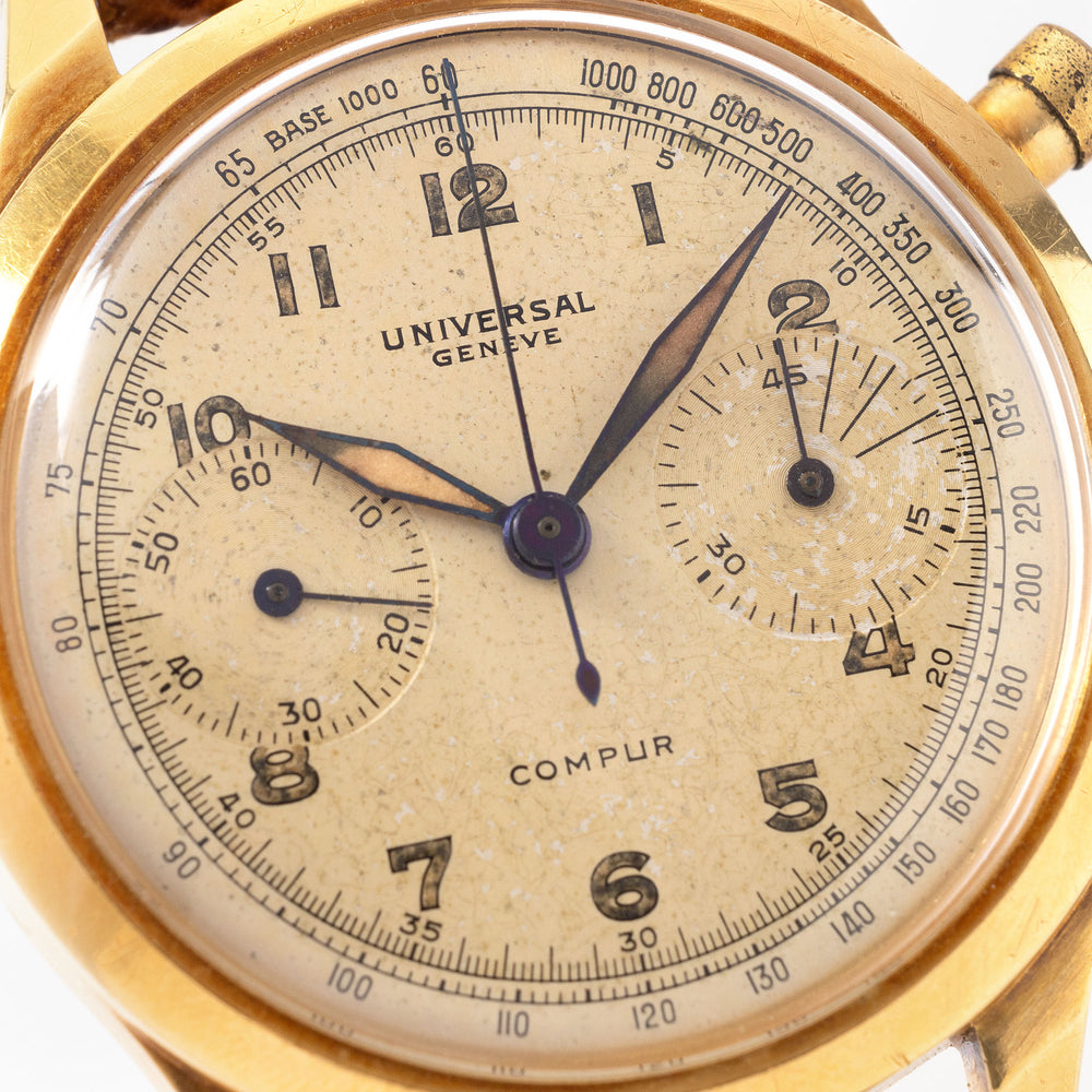 Universal Geneve Compur Chronograph 18kt Gold Ref 12482 Spillmann case