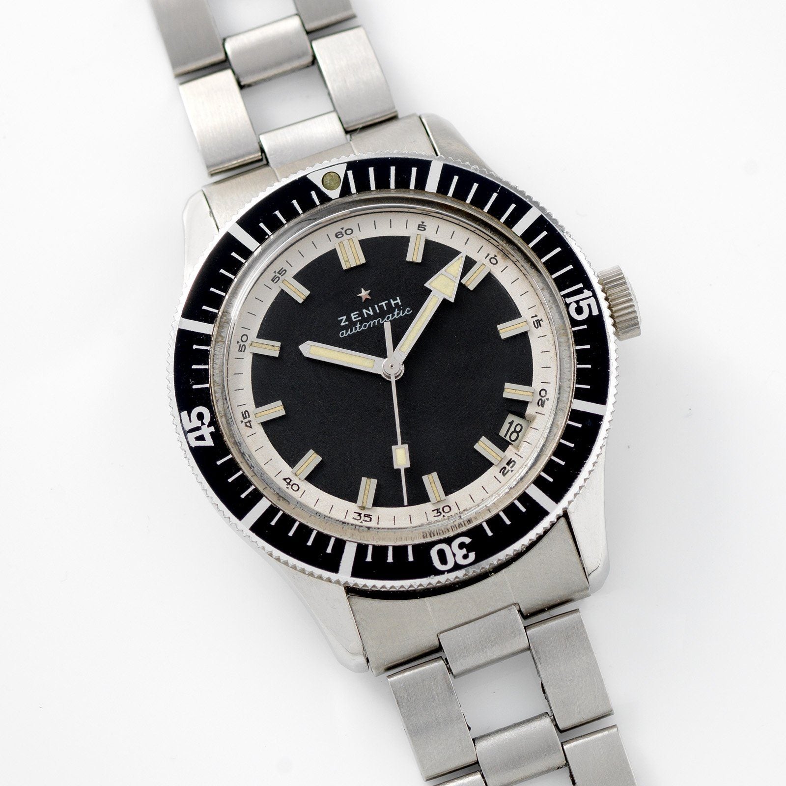 Zenith Diver Black Dial ref A3630 on Gay Frères Ladder Bracelet